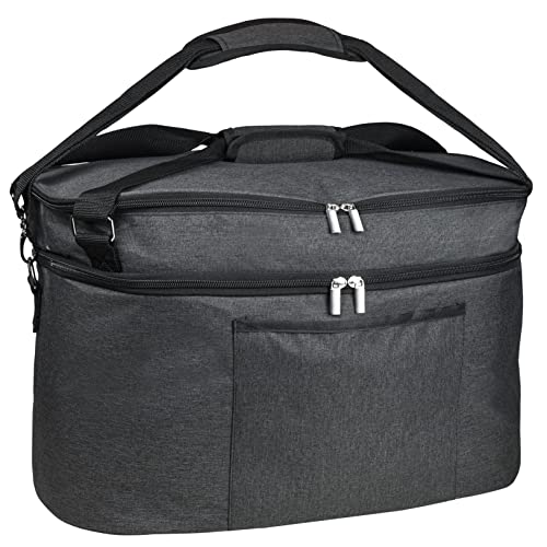 Slow Cooker Travel Bag for 6-8 Quart Pots | Locking Travel Bag with Secure Zip & Accessory Pocket | Insulated Carrier, Pot Holder Carrying Bags with Easy to Clean Inner Lining