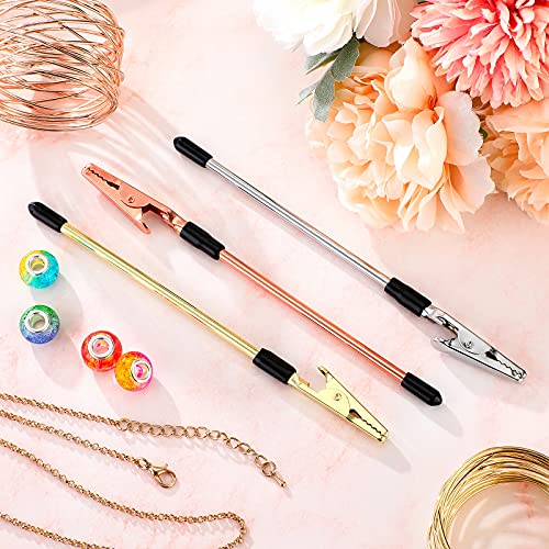 Bracelet Tool Jewelry Helper Hand Bracelet Helpers Fastening and Hooking Equipment for Jewelry Bracelet Necklace Watch Clasps Zipper Valentine's Gift 6.1 Inch, Gold Silver and Rose Gold (3 Pieces)