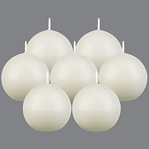 7 Pieces Round Candles Ball Candles Unscented Round Ball Candle Decorative Ball Candles for Wedding Baby Shower Birthday Christmas Holiday Celebration Valentines Home (White)