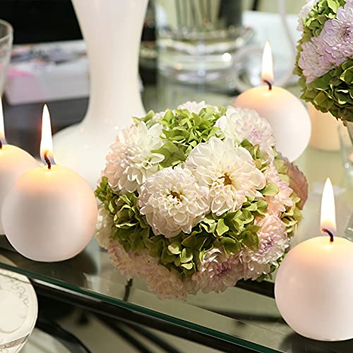 7 Pieces Round Candles Ball Candles Unscented Round Ball Candle Decorative Ball Candles for Wedding Baby Shower Birthday Christmas Holiday Celebration Valentines Home (White)