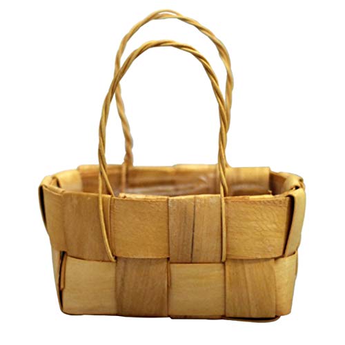 UXZDX Hand-Woven Wood Chip Small Basket Flower Basket Simulation Flower Basket Shopping Basket Mini Basket