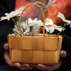 UXZDX Hand-Woven Wood Chip Small Basket Flower Basket Simulation Flower Basket Shopping Basket Mini Basket