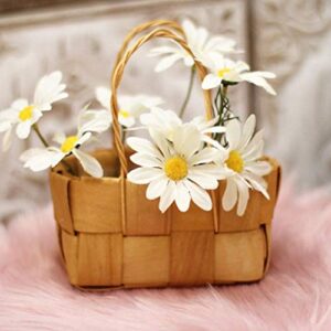 UXZDX Hand-Woven Wood Chip Small Basket Flower Basket Simulation Flower Basket Shopping Basket Mini Basket