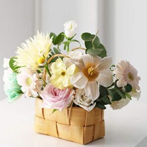 UXZDX Hand-Woven Wood Chip Small Basket Flower Basket Simulation Flower Basket Shopping Basket Mini Basket