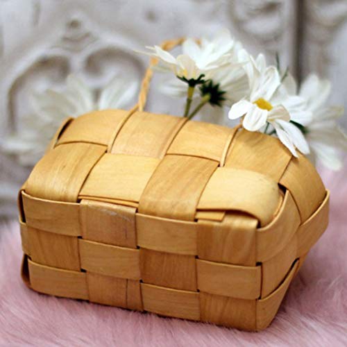 UXZDX Hand-Woven Wood Chip Small Basket Flower Basket Simulation Flower Basket Shopping Basket Mini Basket