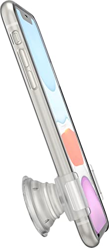 PopSockets: Phone Grip Slide for Phones and Cases, Sliding Phone Grip with Expanding Kickstand, Square Edges - White and Clear