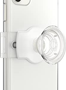 PopSockets: Phone Grip Slide for Phones and Cases, Sliding Phone Grip with Expanding Kickstand, Square Edges - White and Clear