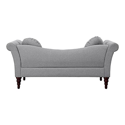 Pemberly Row 75" Traditional Fabric Settee with 2 Pillows in Dove Gray