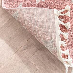 Well Woven Kosme Pink Geometric Star Pattern Stain-Resistant Area Rug (5'3" x 7'3")