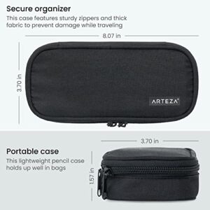 ARTEZA Pencil Case, Black Pencil Pouch with Zipper Closure, School Supplies for Students and Teachers