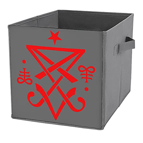 Occult Sigil of Lucifer PU Storage Box Organizing Cubes With Handles Basket Bins For Closet Toy