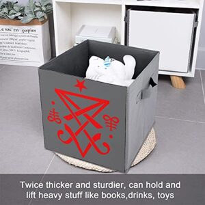 Occult Sigil of Lucifer PU Storage Box Organizing Cubes With Handles Basket Bins For Closet Toy