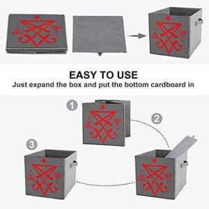 Occult Sigil of Lucifer PU Storage Box Organizing Cubes With Handles Basket Bins For Closet Toy