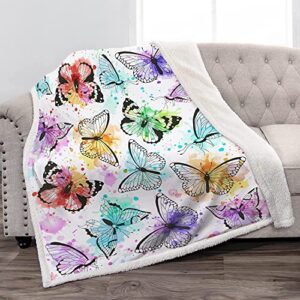 jekeno butterfly throw blanket for women - super soft warm cozy fuzzy plush butterflies pattern sherpa blankets gifts for halloween christmas teens kids girls adults men best friend birthday 50"x60"