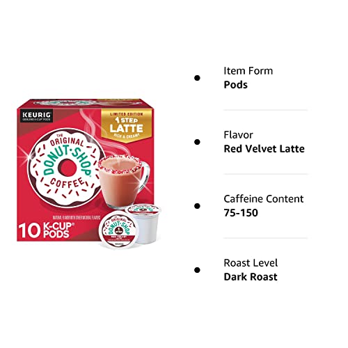 The Original Donut Shop One-Step Red Velvet Latte, Keurig Single Serve K-Cup Pods, 10 Count