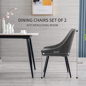 DYCHIL Dining Chairs Dark Grey Living Room Chairs Fabric Upholstered Kitchen Chairs,Loads Up to 270lbs,Quick Assembly,Ergonomics Dining Room Chairs