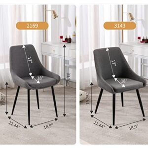 DYCHIL Dining Chairs Dark Grey Living Room Chairs Fabric Upholstered Kitchen Chairs,Loads Up to 270lbs,Quick Assembly,Ergonomics Dining Room Chairs