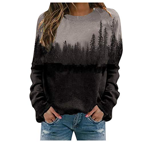 Masbird Women's Tie Dye Coloblock Cute Cow Printed Hooded Sweatshirts Casual Pocket Pullover Long Sleeve Shirts Hoodies Gray