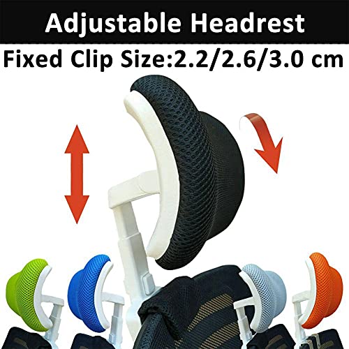 Chair Headrest Pillow Mesh Chair Universal Simple Height Upholstered Headrest Adjustable Elevation Angle and Lift Screw Fittings for Ergonomic High Swivel Executive Chair Headrest Only, Black 3.0cm