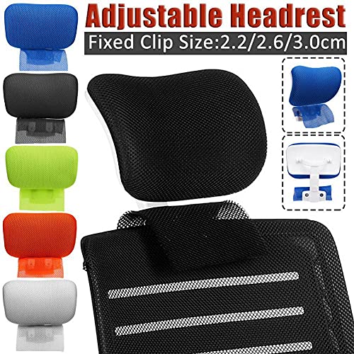 Chair Headrest Pillow Mesh Chair Universal Simple Height Upholstered Headrest Adjustable Elevation Angle and Lift Screw Fittings for Ergonomic High Swivel Executive Chair Headrest Only, Black 3.0cm