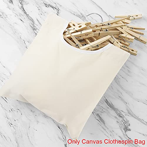 Canvas Clothespin Bag, Portable Reusable Oxford Cloth Hanging Storage Organizer, Laundry Clothes Pin Holder with an Extra-Large Hook for Hanging and Effortlessly Slidingwith