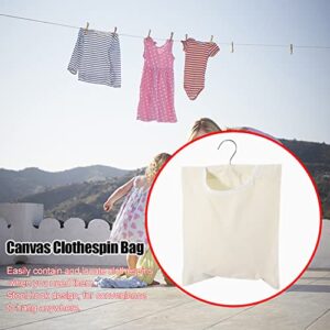 Canvas Clothespin Bag, Portable Reusable Oxford Cloth Hanging Storage Organizer, Laundry Clothes Pin Holder with an Extra-Large Hook for Hanging and Effortlessly Slidingwith