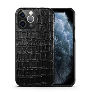 nincyee genuine leather case for iphone 13 pro,classic crocodile pattern real leather half wrapped case slim fit (half-pack)