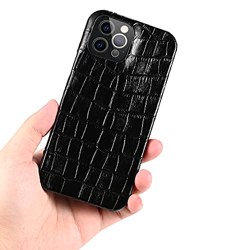 nincyee Genuine Leather Case for iPhone 13 Pro,Classic Crocodile Pattern Real Leather Half Wrapped Case Slim Fit (Half-Pack)