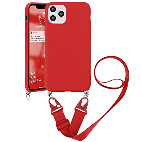 Yoedge Crossbody Case for Samsung Galaxy A72 (4G-5G) [ 6.7" ] with Adjustable Neck Cord Lanyard Strap - Soft Silicone Shockproof Protective Cover with Lovely Design Pattern - Red