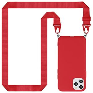 Yoedge Crossbody Case for Samsung Galaxy A72 (4G-5G) [ 6.7" ] with Adjustable Neck Cord Lanyard Strap - Soft Silicone Shockproof Protective Cover with Lovely Design Pattern - Red