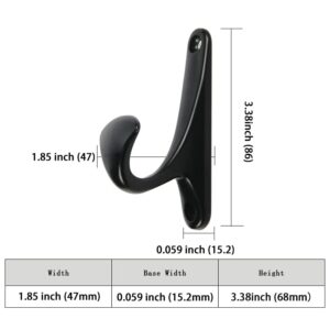 Door Hook Coat Hooks, Heavy Duty, Screw Hole Hidden, 6 Pack Robe Hook Towel Hook Matte Black Hook Shower Hook Black Hooks for Coat Hanger Furniture Hook Robe Hooks(6 Black)