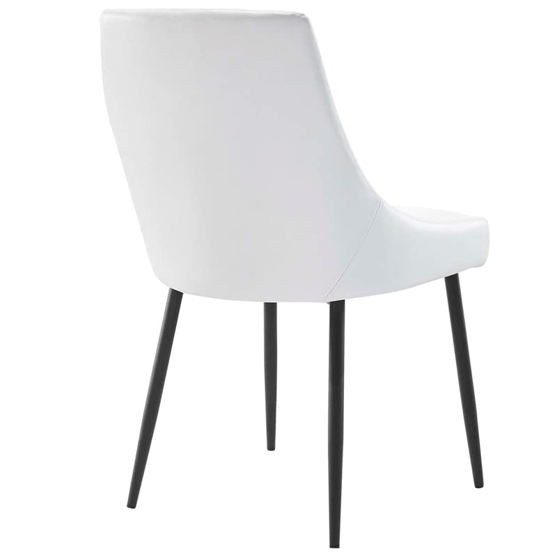 Modway Viscount Vegan Leather Side Dining Chairs-Set of 2, Black White