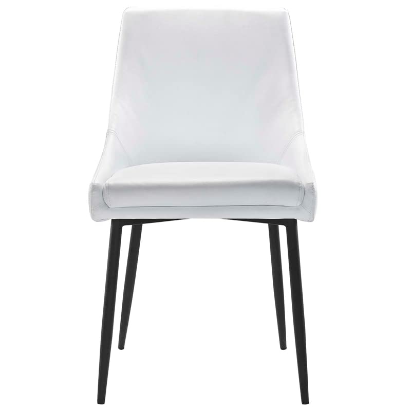 Modway Viscount Vegan Leather Side Dining Chairs-Set of 2, Black White