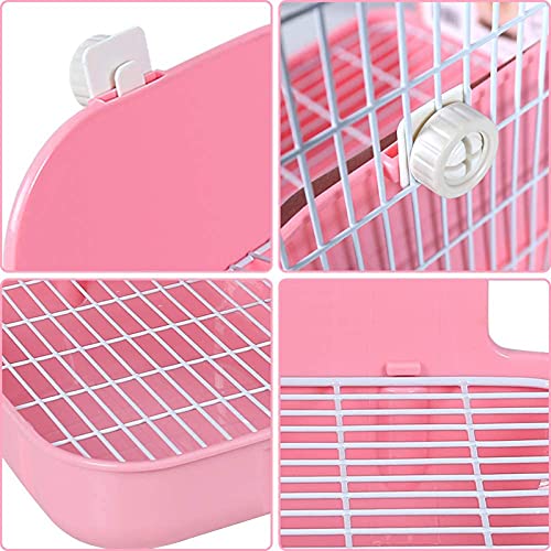 MagiDeal Rabbit Litter Box Toilet for Small Animal Bunny Rabbits Guinea Pig Galesaur Ferrets Corner Litter Pan Potty Trainer Small Pets Cage Toilet Bedding Box, Pink