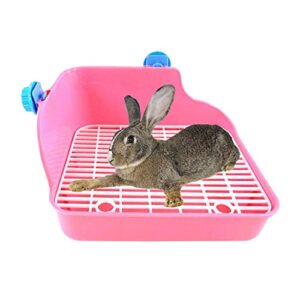 MagiDeal Rabbit Litter Box Toilet for Small Animal Bunny Rabbits Guinea Pig Galesaur Ferrets Corner Litter Pan Potty Trainer Small Pets Cage Toilet Bedding Box, Pink