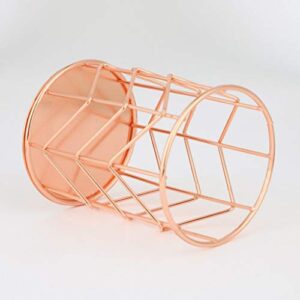 UXZDX New Gold Wrought Iron Storage Basket Rose Gold Office Multifunctional Desktop Simple Tableware Storage Pen Holder (Color : Rose Gold)