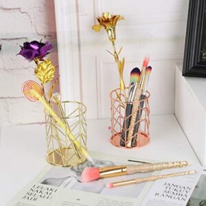 UXZDX New Gold Wrought Iron Storage Basket Rose Gold Office Multifunctional Desktop Simple Tableware Storage Pen Holder (Color : Rose Gold)