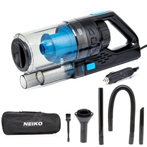 neiko 53730a portable car vacuum cleaner wet dry, wet vacuum cleaner for car or vehicle, high power, and small vacuum for car detailing, 12v car vacuum by dc power, works best for automotive or boat