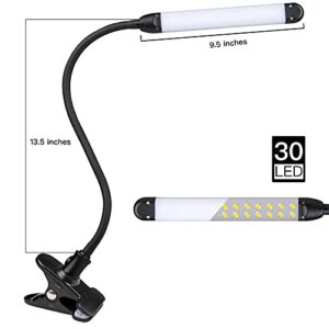 COSYWARM 6W Clip on Light, LED Reading Light for Bed Headboard, Eye Caring Reading Lamp for Bed, Gooseneck Design for Book Clamp Light, 2 Brightness Levels, Clip on Lamp for Desk, Bed Headboard.