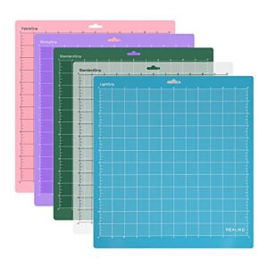 realike variety cutting mat for cricut maker 3/maker/explore 3/air 2/air/one,standardgrip/lightgrip/stronggrip/fabricgrip multiple adhesive 12x12 inch cricket cut mats for cricut 5 pack