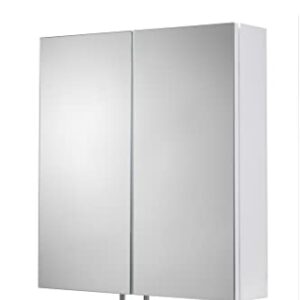 Croydex Dawley Double Door, Surface Mount Flexi-Fix Easy Hanging System Medicine Cabinet, 24 in (W) x 26 in (H), White Steel