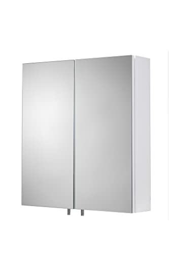 Croydex Dawley Double Door, Surface Mount Flexi-Fix Easy Hanging System Medicine Cabinet, 24 in (W) x 26 in (H), White Steel