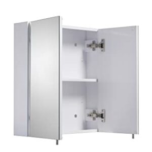 Croydex Dawley Double Door, Surface Mount Flexi-Fix Easy Hanging System Medicine Cabinet, 24 in (W) x 26 in (H), White Steel