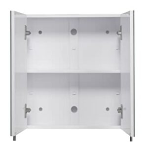 Croydex Dawley Double Door, Surface Mount Flexi-Fix Easy Hanging System Medicine Cabinet, 24 in (W) x 26 in (H), White Steel