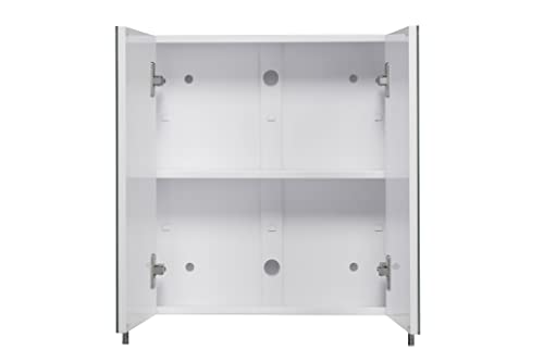 Croydex Dawley Double Door, Surface Mount Flexi-Fix Easy Hanging System Medicine Cabinet, 24 in (W) x 26 in (H), White Steel