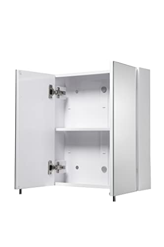 Croydex Dawley Double Door, Surface Mount Flexi-Fix Easy Hanging System Medicine Cabinet, 24 in (W) x 26 in (H), White Steel