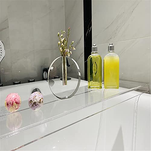 YOGANHJAT Bathtub Tray Caddy Acrylic Bath Tray, Anti-Slip Wine Glass Book Holder Bath Tub Table Caddy for Home Bathrooms Organizer Shelf Luxury Most Baths,White,82x20cm