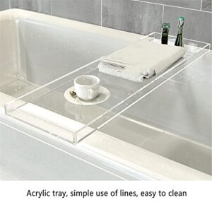 YOGANHJAT Bathtub Tray Caddy Acrylic Bath Tray, Anti-Slip Wine Glass Book Holder Bath Tub Table Caddy for Home Bathrooms Organizer Shelf Luxury Most Baths,White,82x20cm