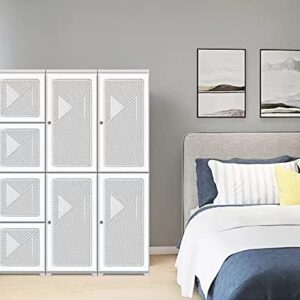 Portable Closet Clothes Wardrobe Plastic Bedroom Armoire 14"x20" Depth Cube Storage Organizer with Hanging Rod and Doors，15 Cubes, White (Door Accessories)