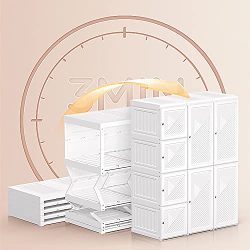 Portable Closet Clothes Wardrobe Plastic Bedroom Armoire 14"x20" Depth Cube Storage Organizer with Hanging Rod and Doors，15 Cubes, White (Door Accessories)